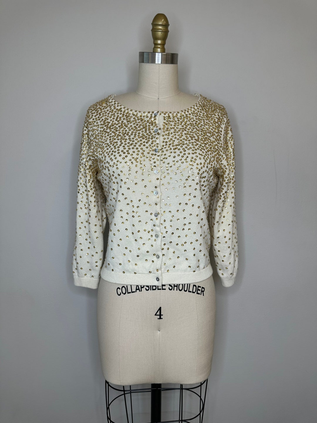 Gold Sequins and Cream Cashmere Cardigan - Etsy
