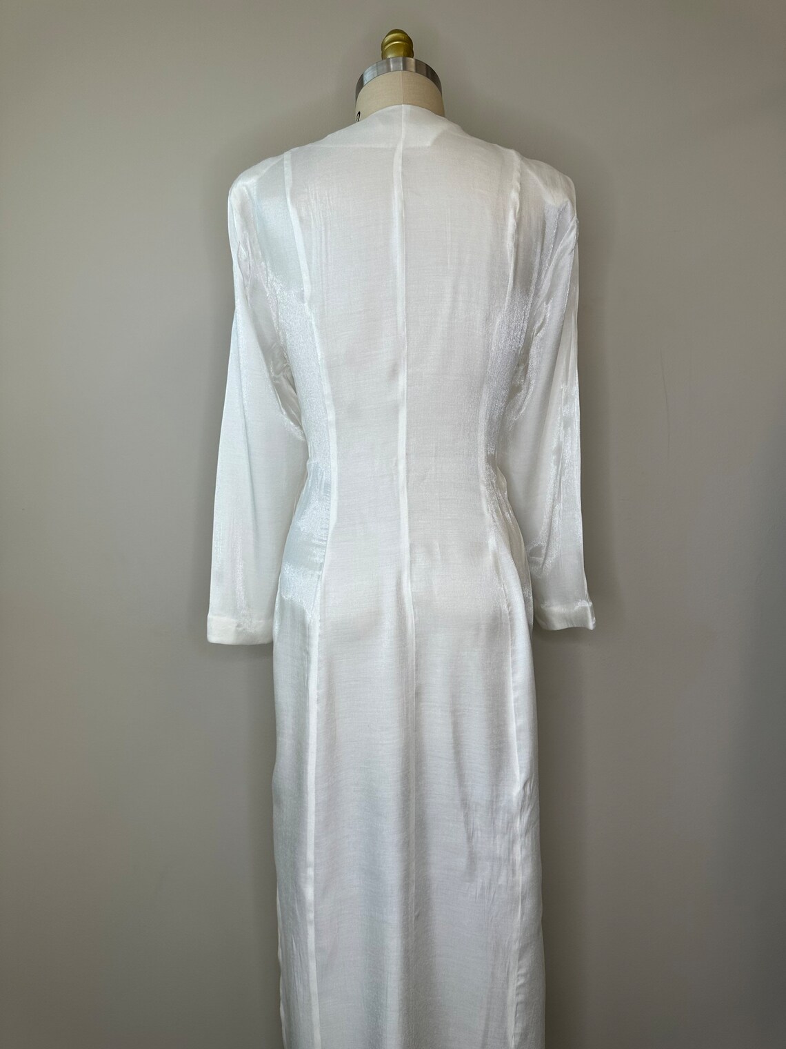 80s Long White Satin Duster Dress - Etsy