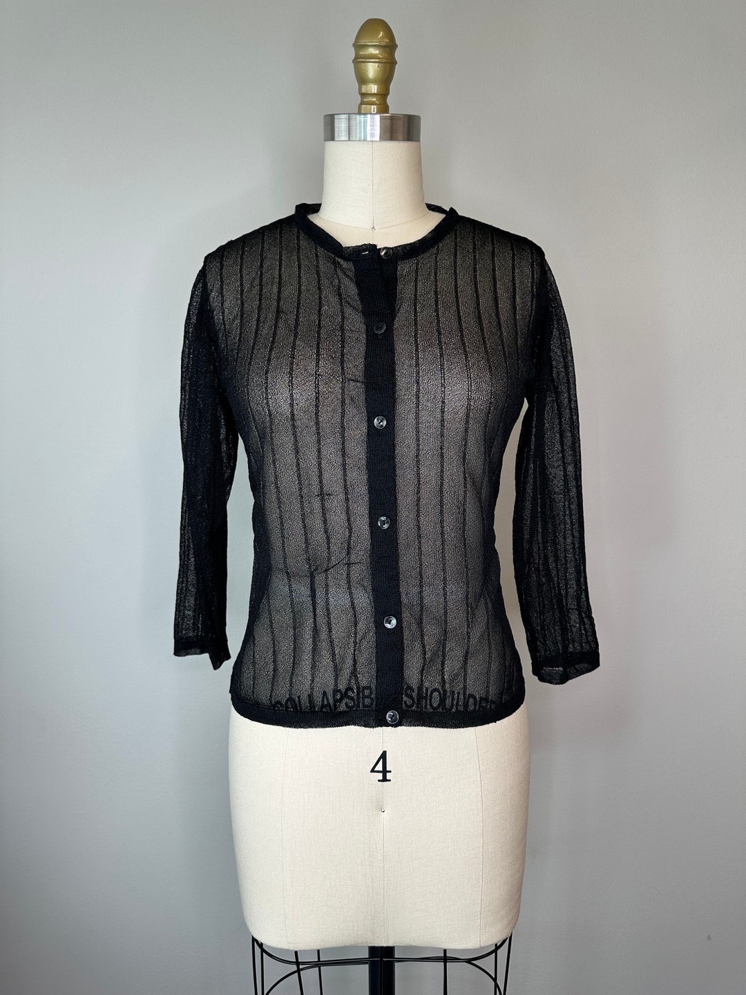 Sheer Black Button Down Cardigan - Etsy