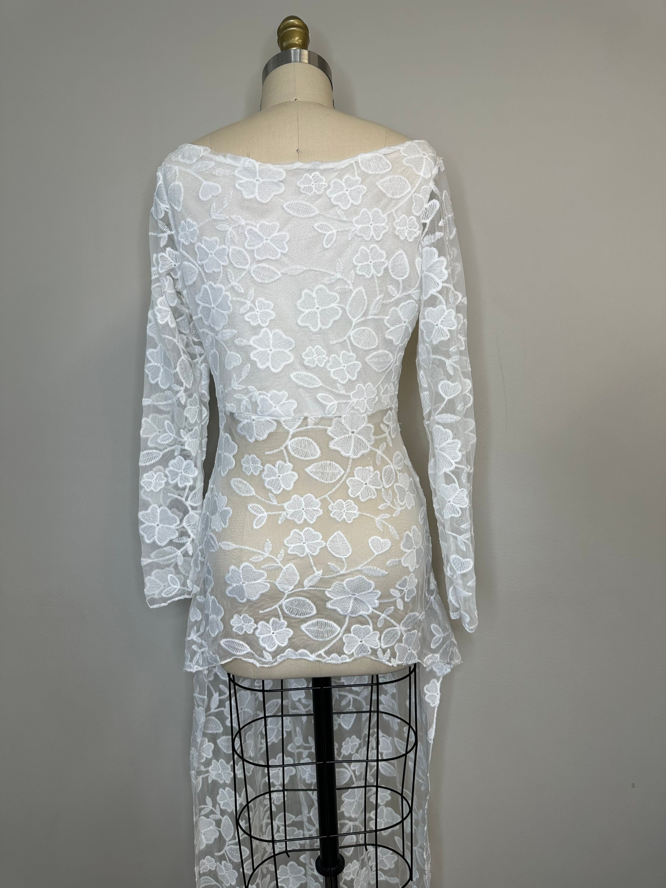 White Sheer Flower Negligee Gown - Etsy