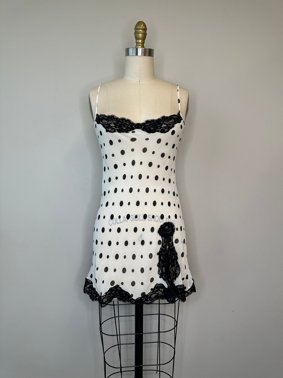 Silk Black Polka Dots Cream Negligee - Etsy
