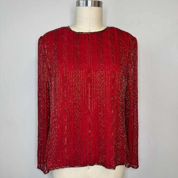 Red Silk Blouse - Etsy