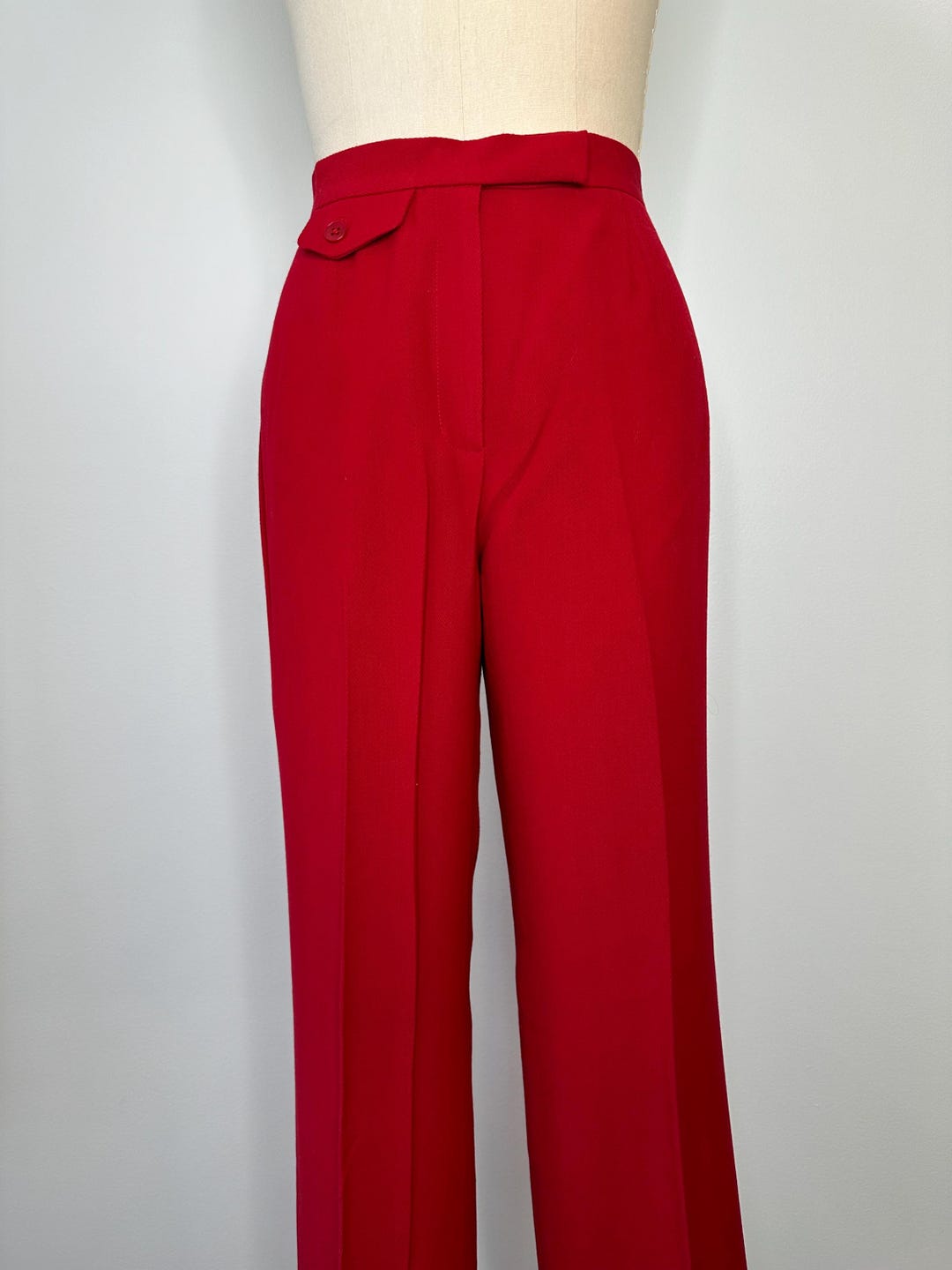 Lauren Ralph Lauren Red Wool Cuff Trousers - Etsy