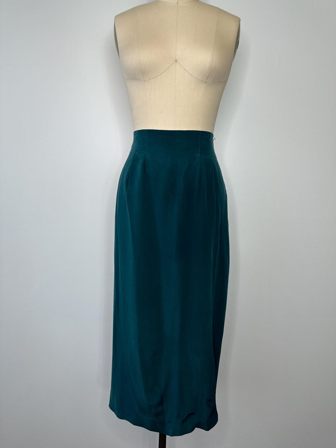 Silk Blue Green Silk Midi Skirt - Etsy