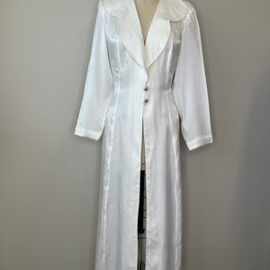 80s Long White Satin Duster Dress - Etsy