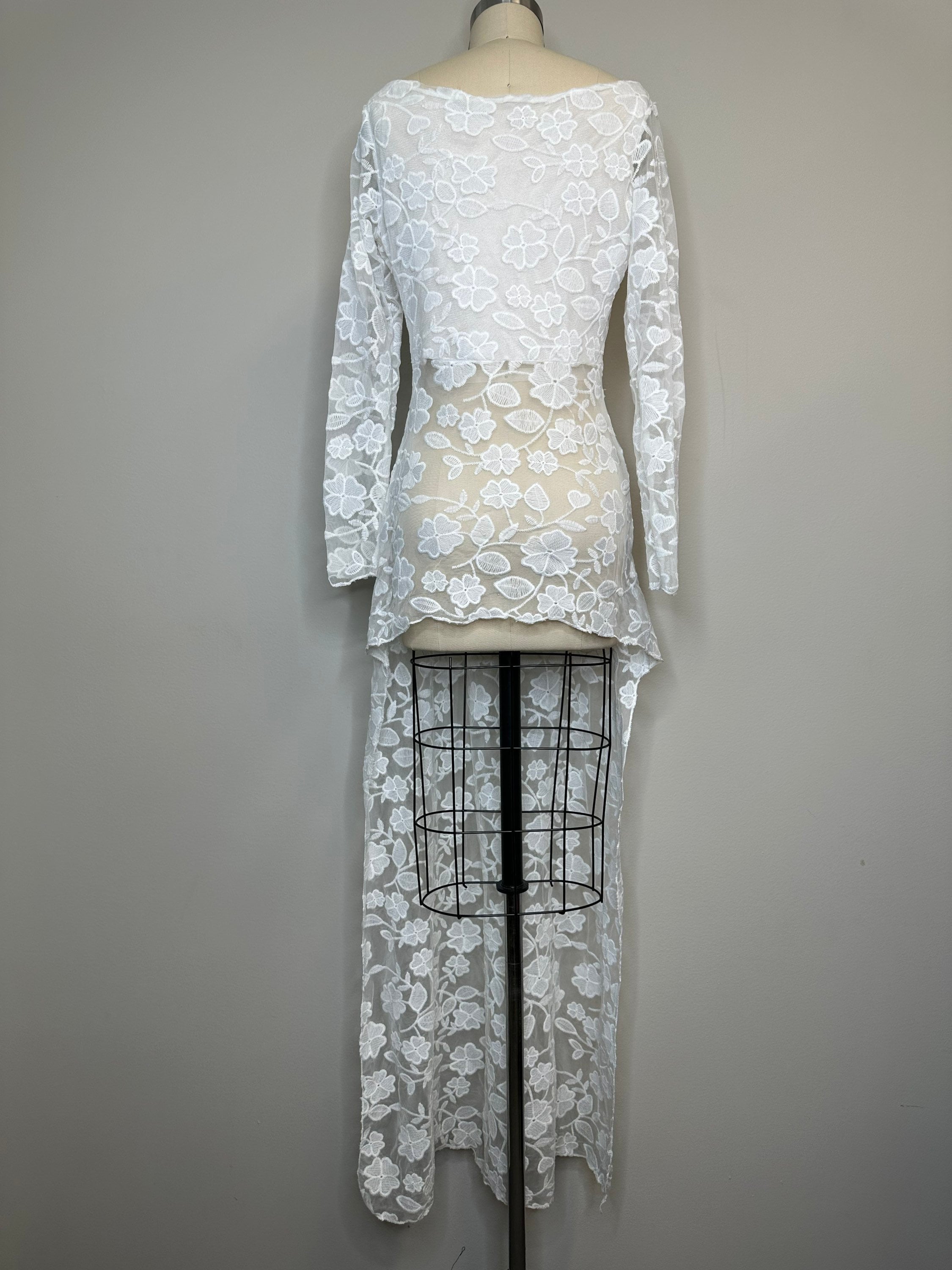 White Sheer Flower Negligee Gown - Etsy