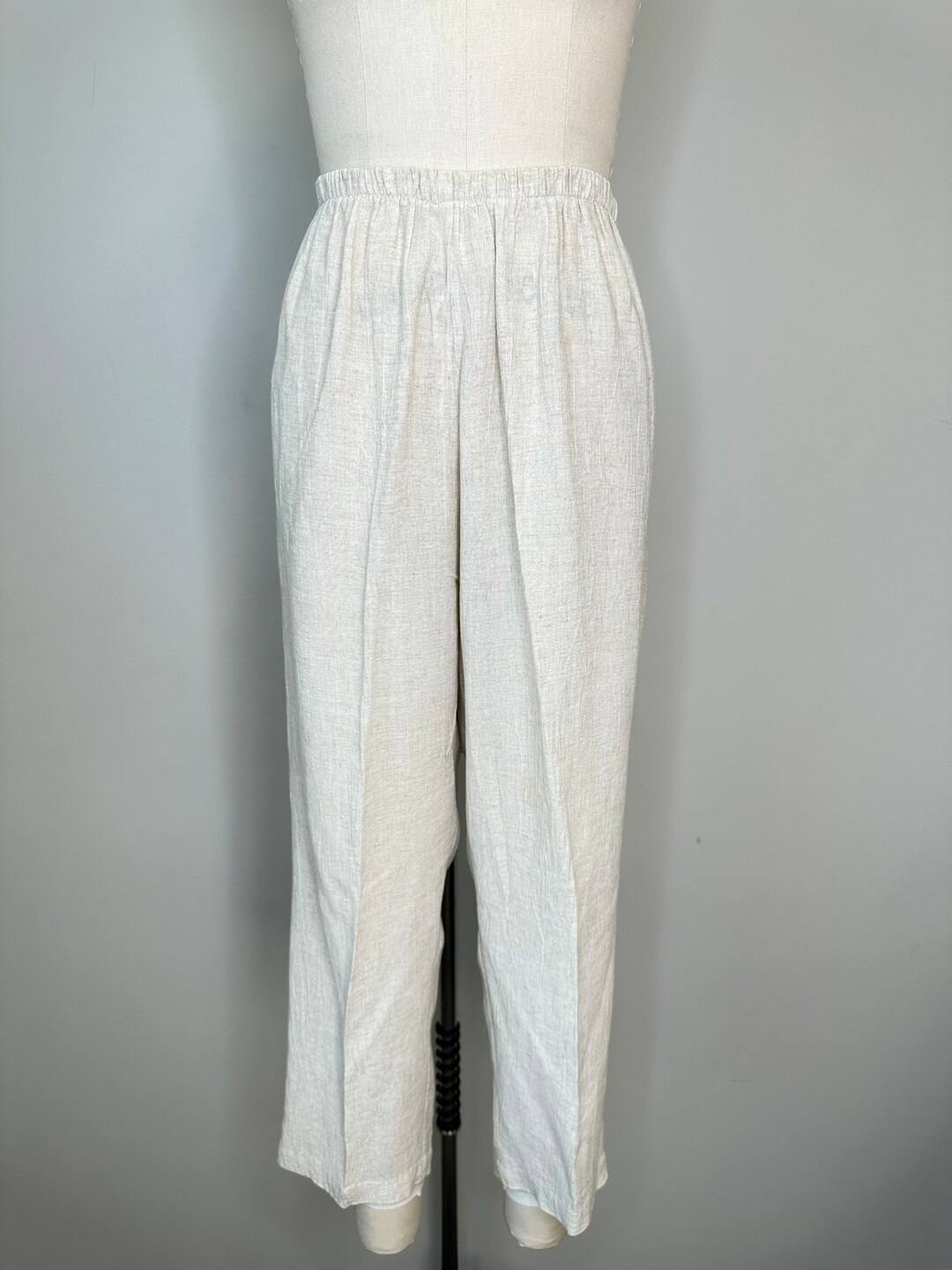 Cream Linen Ankle Slacks - Etsy
