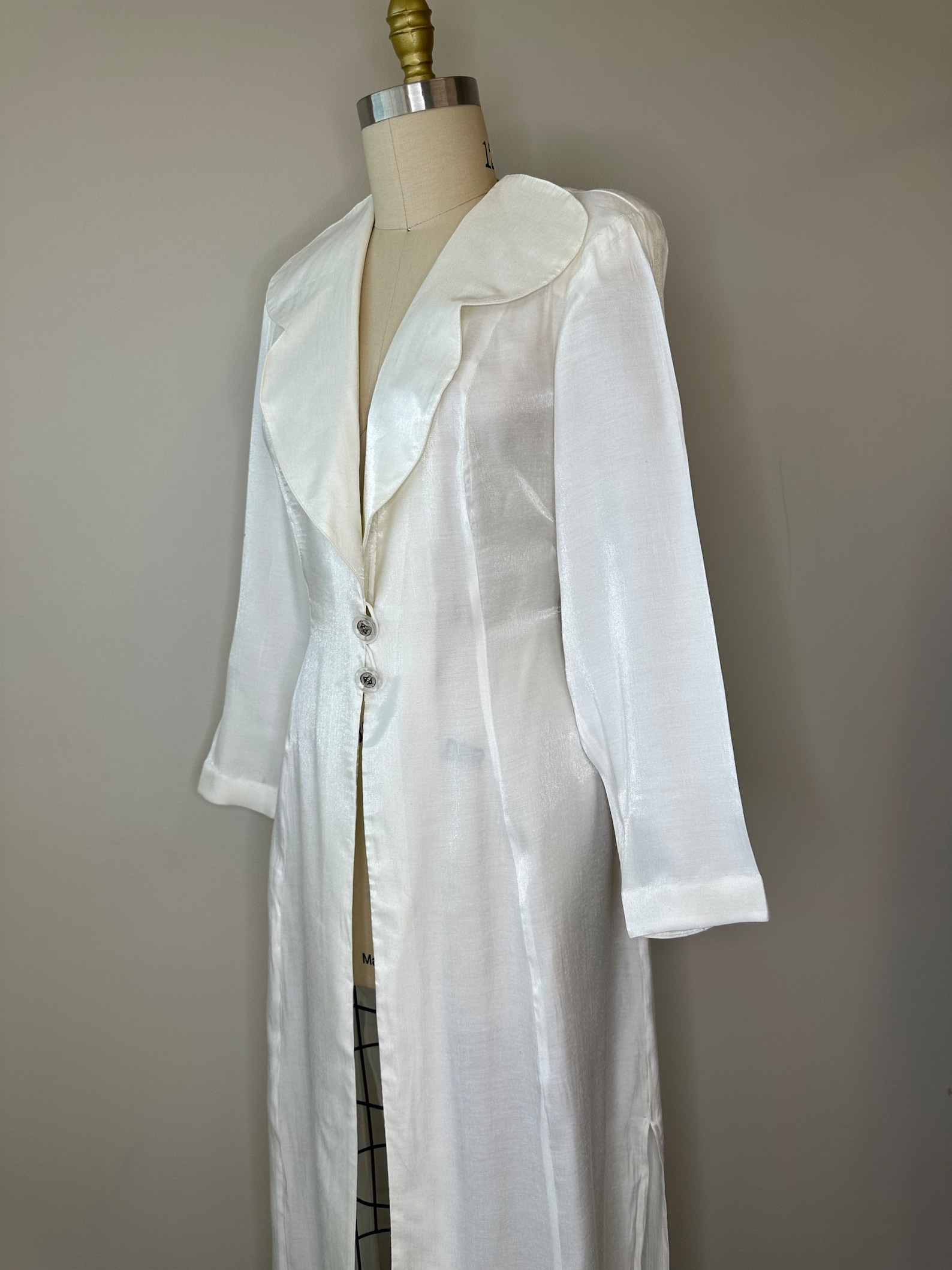 80s Long White Satin Duster Dress - Etsy