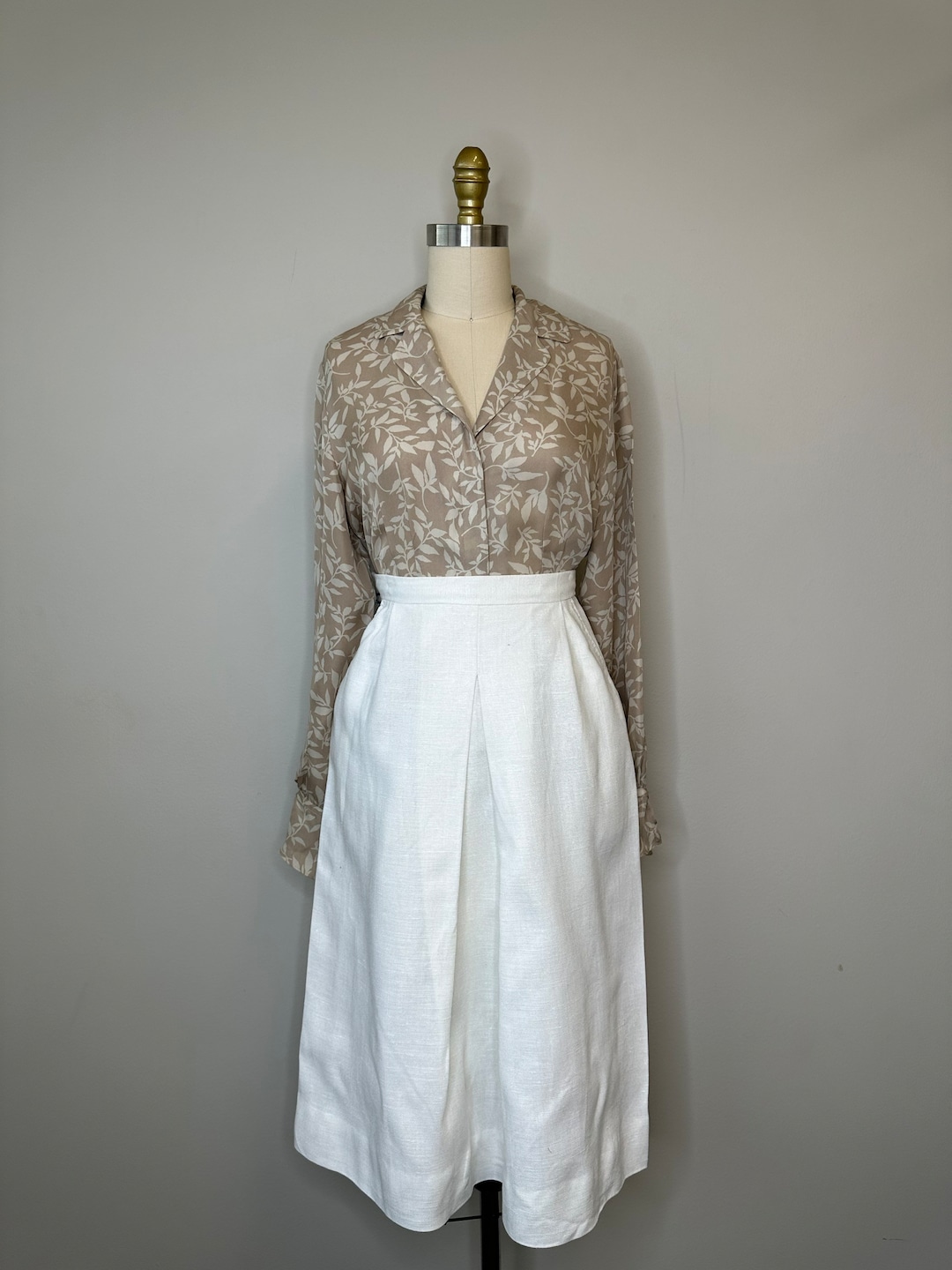 Kasper Silk Taupe and Beige Button Down Blouse - Etsy