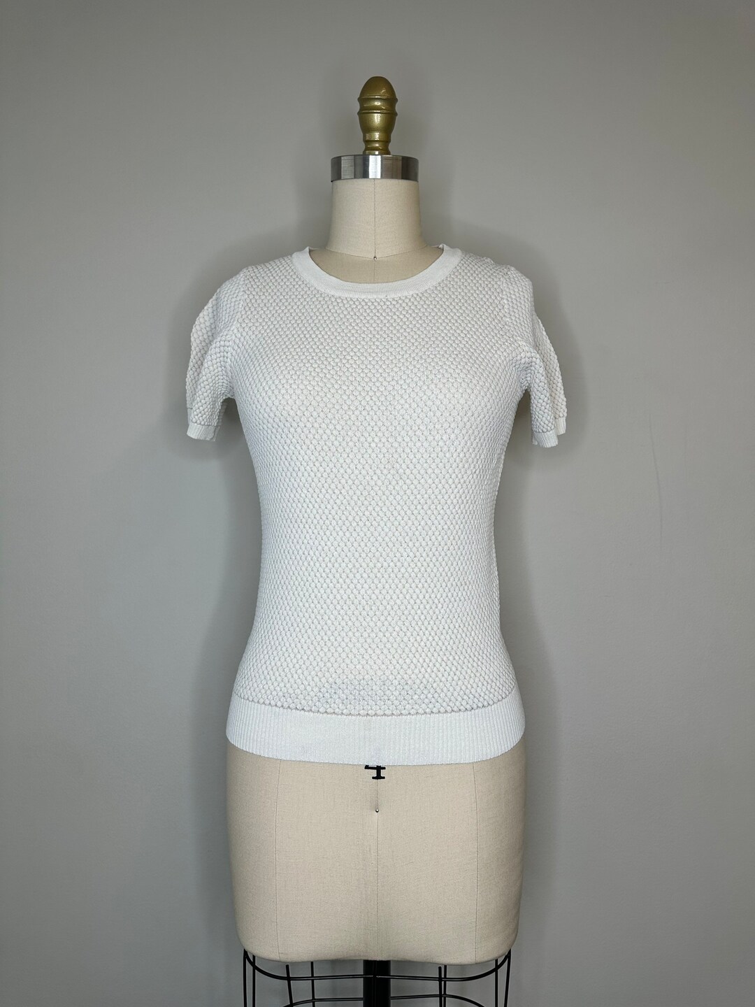 Zara Texture Beige & White Short Sleeve Blouse - Etsy
