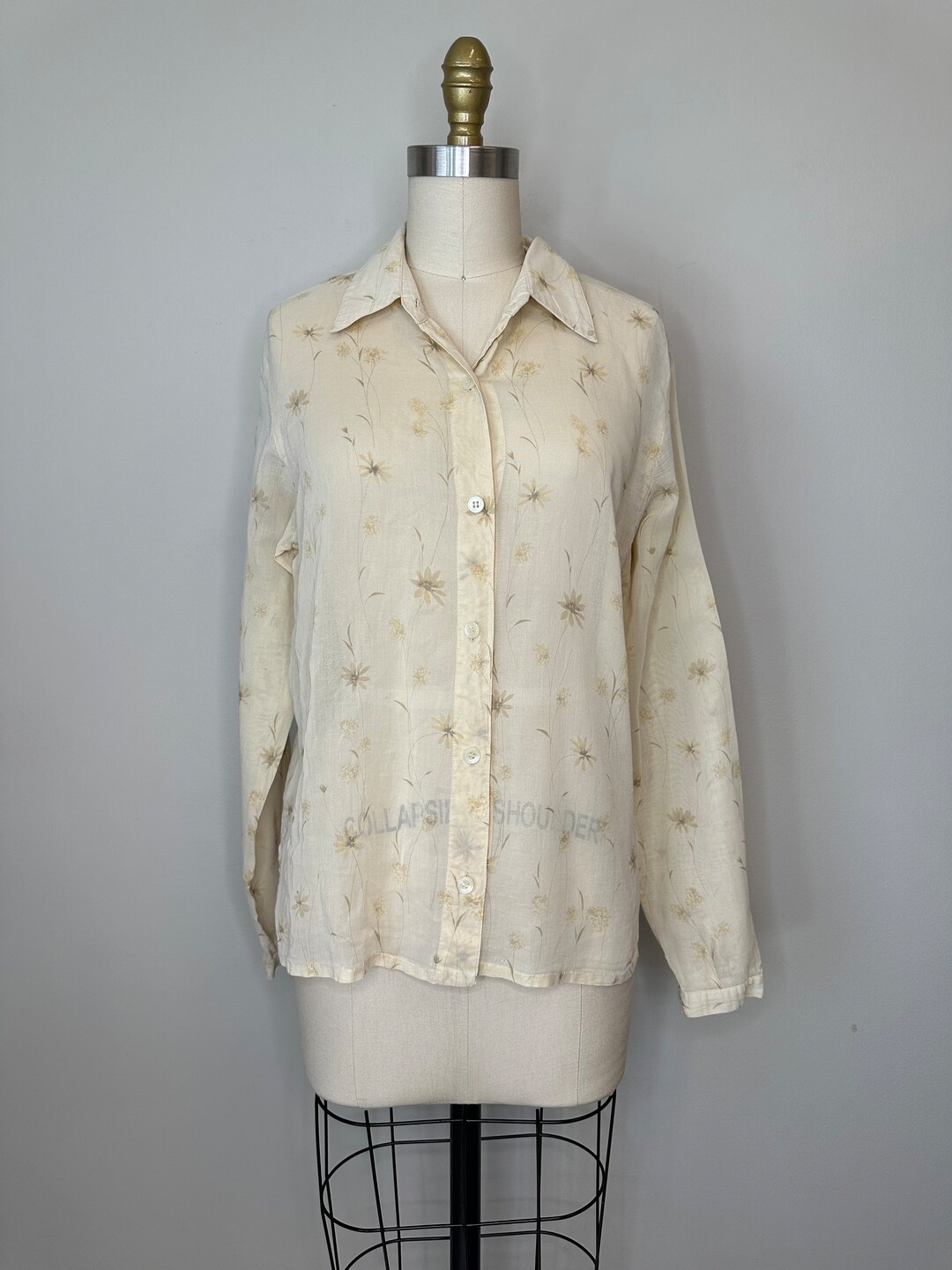 Liz Claiborne Soft Yellow Floral Button Down Blouse - Etsy