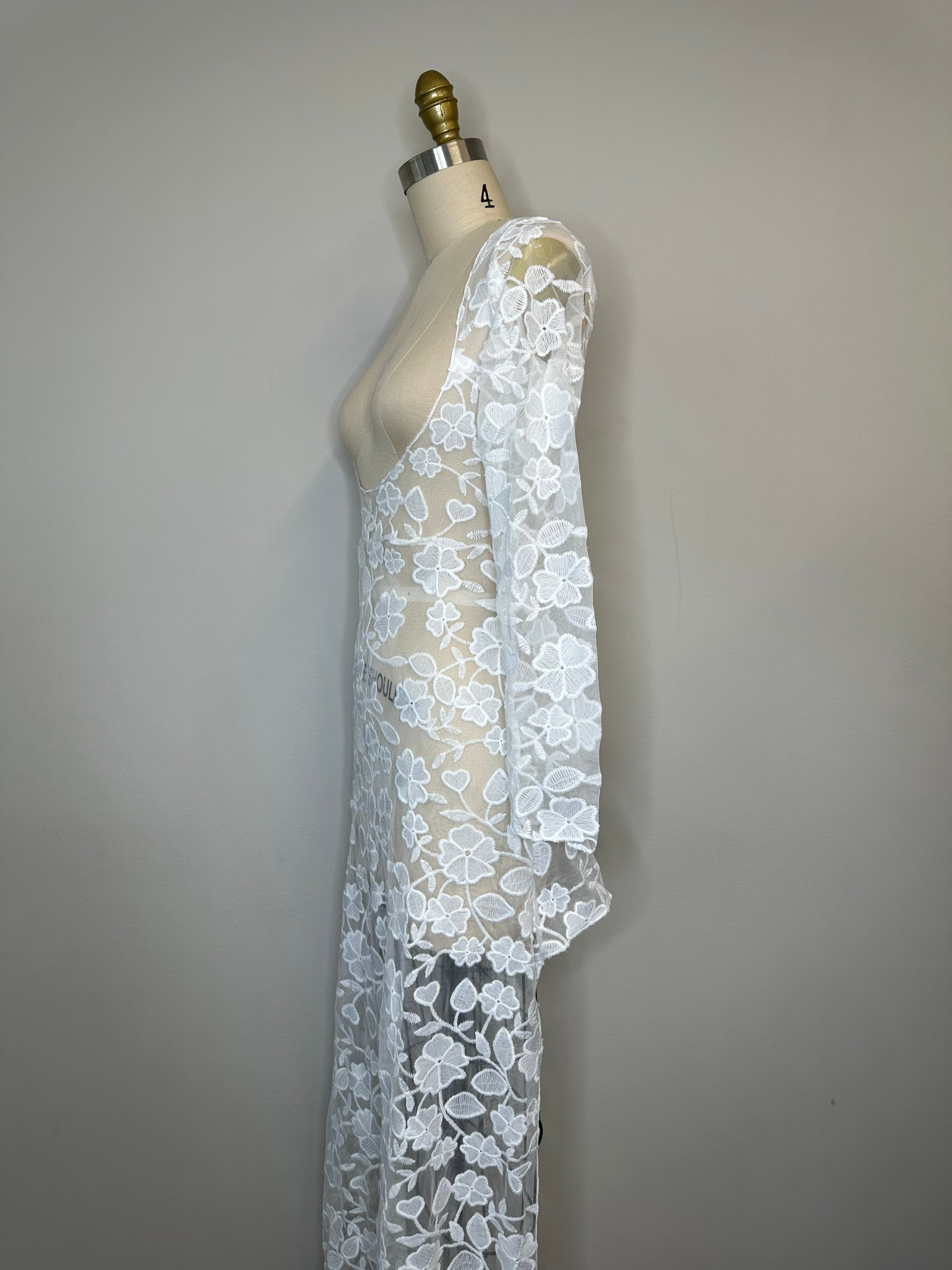 White Sheer Flower Negligee Gown - Etsy