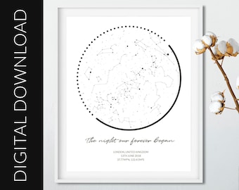 Digital Custom Star Map by Date, Custom Star Map, Engagement Where We ...