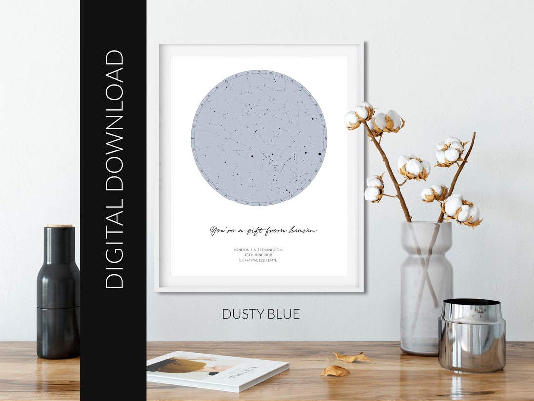 Custom Digital Star Map, 20x16in, Great Wedding, Anniversary or ...