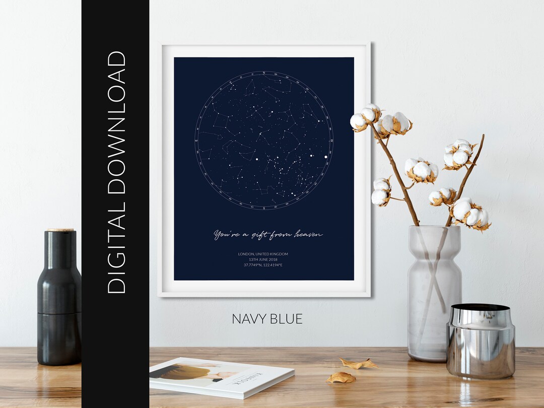 Custom Star Map, Constellation Chart, Map of the Night Sky, Star Chart ...