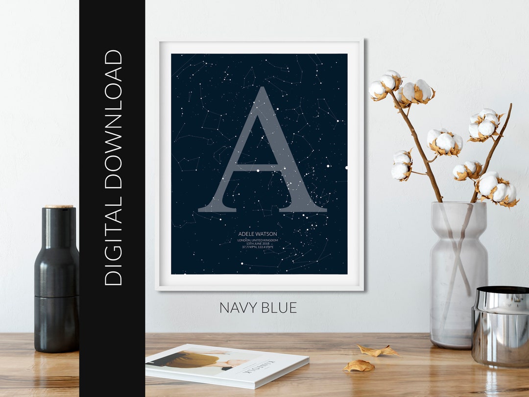 Memorial Star Map Sympathy Gift With Monogram, 20x16in, Loss of Father ...