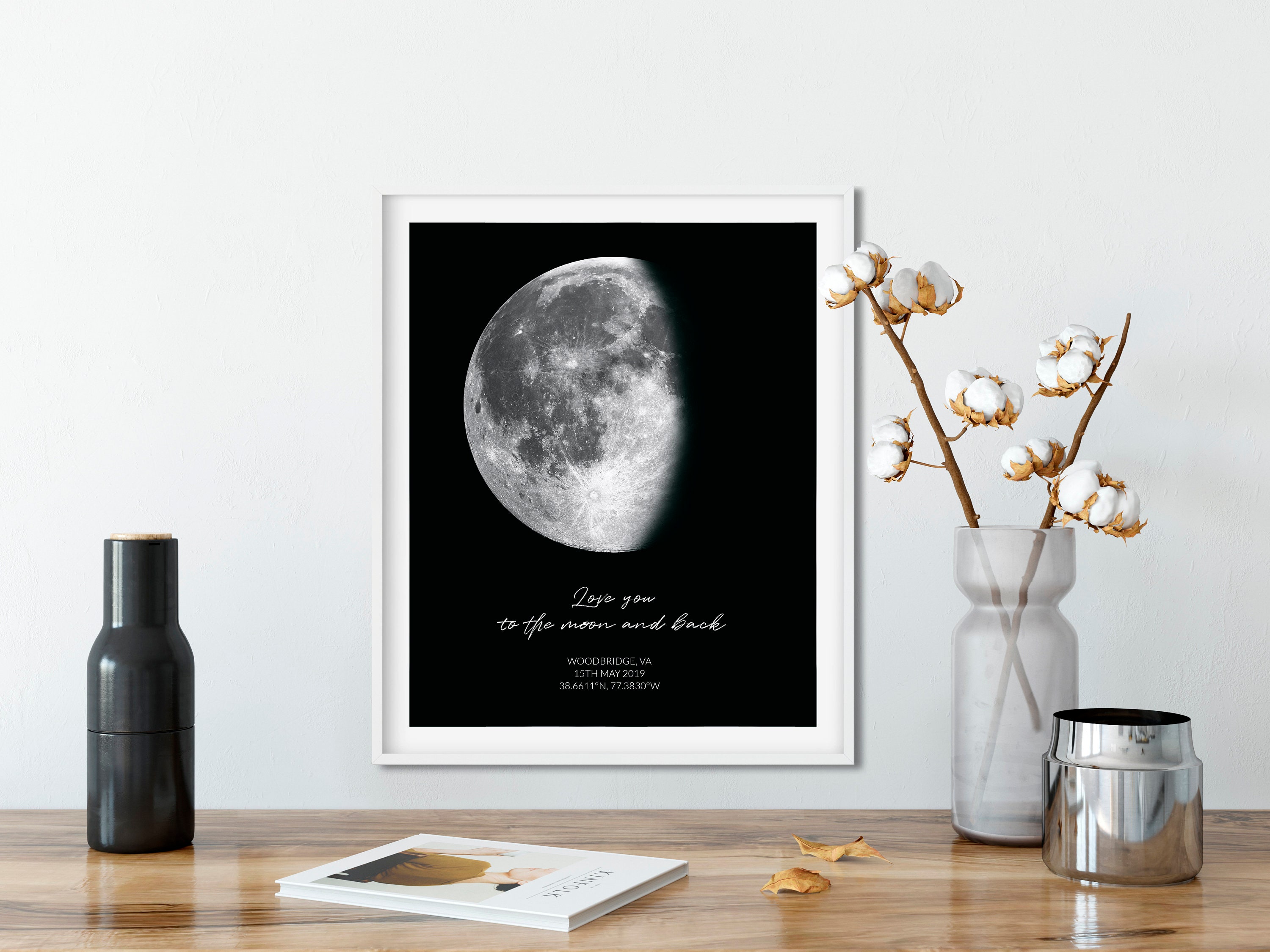 Custom Digital Star Map With Moon Phase Poster by Date - Etsy