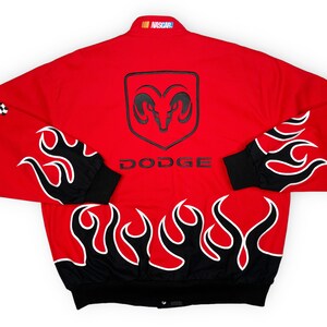 Vintage Dodge Racing Jacket 90s 00s NASCAR Bomber Motorsports Flames R2 ...