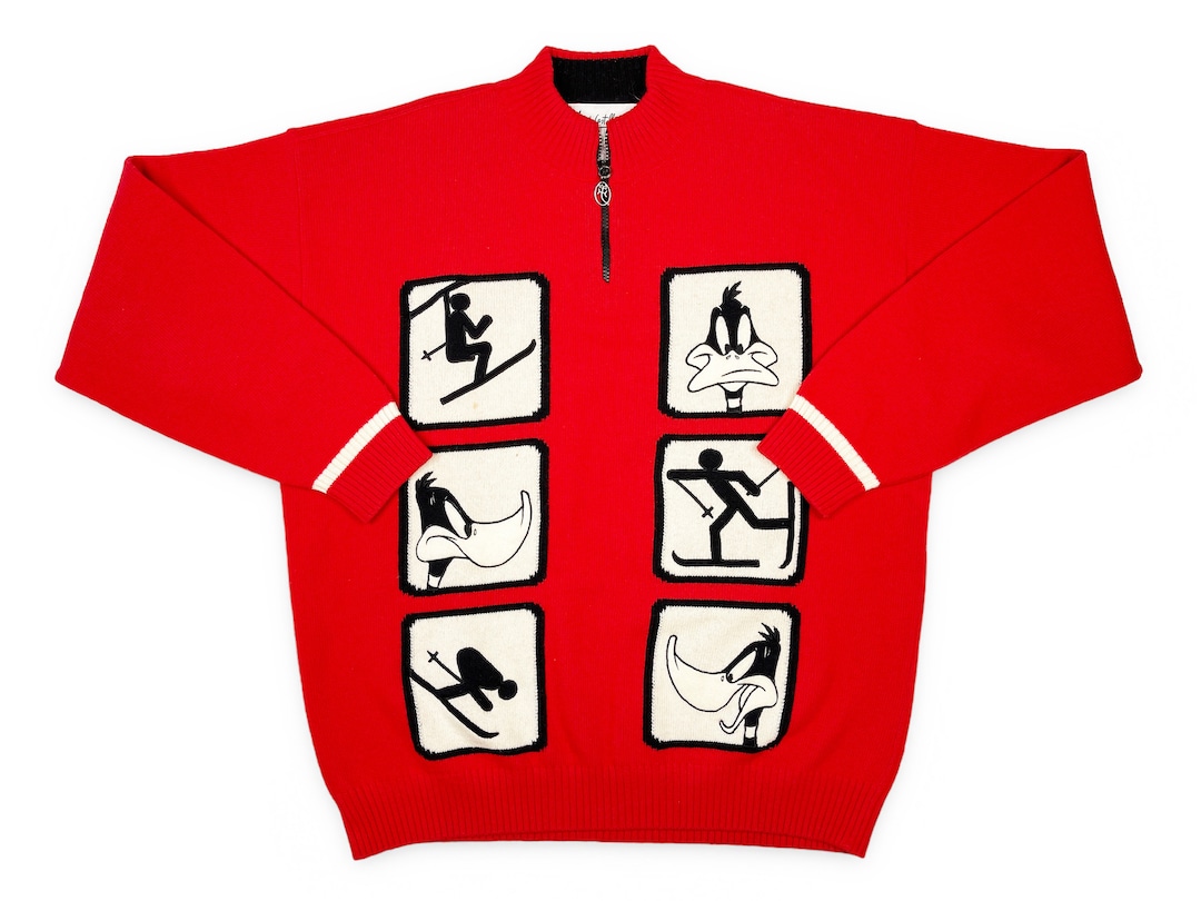 Vintage Daffy Duck Sweater 90s JC De Castelbajac Skiing Ski G14 - Etsy