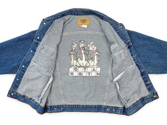 Vintage Cartoon Network Denim Jacket Jean 90s Flintst… - Gem