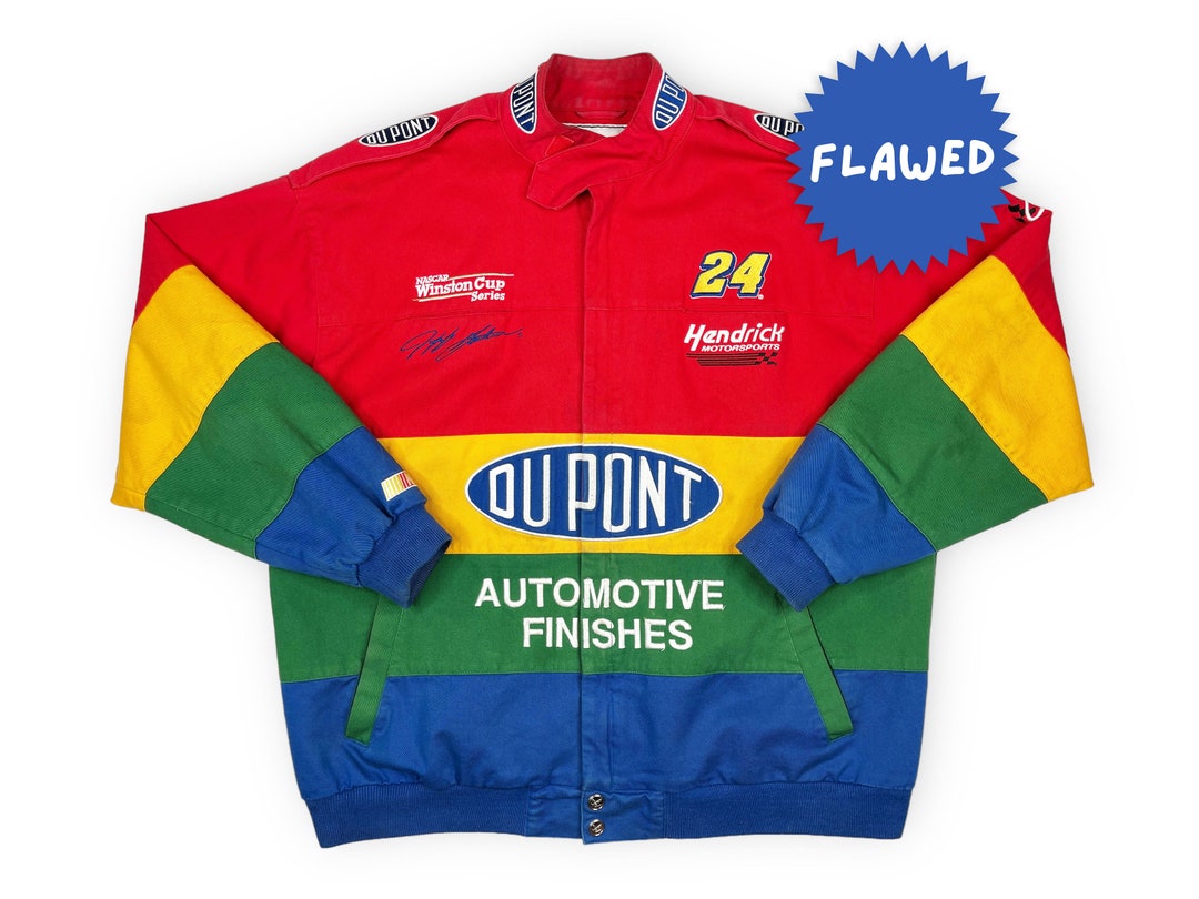 Vintage Jeff Gordon Jacket 90s Nascar Dupont Racing Rainbow XL STAINED ...