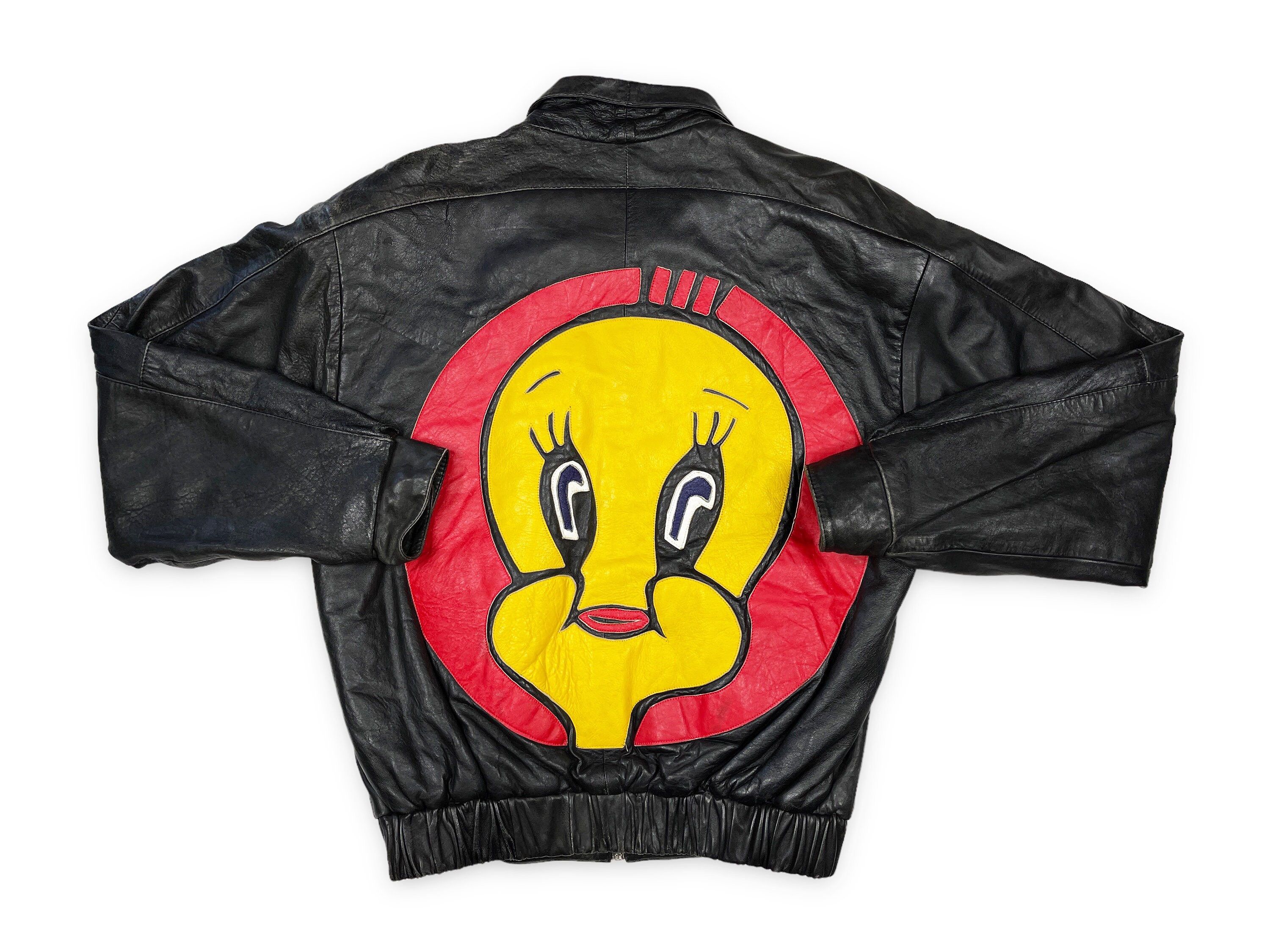 Vintage Tweety Bird Leather Jacket 90s Looney Tunes DISTRESSED - Etsy