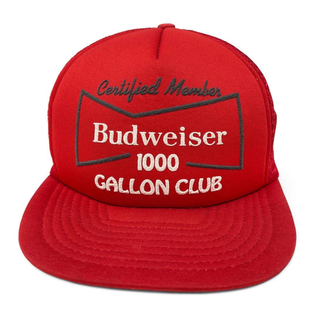 Vintage Budweiser 1000 Gallon Club Hat • 80s 90s Snapback Trucker Cap ...