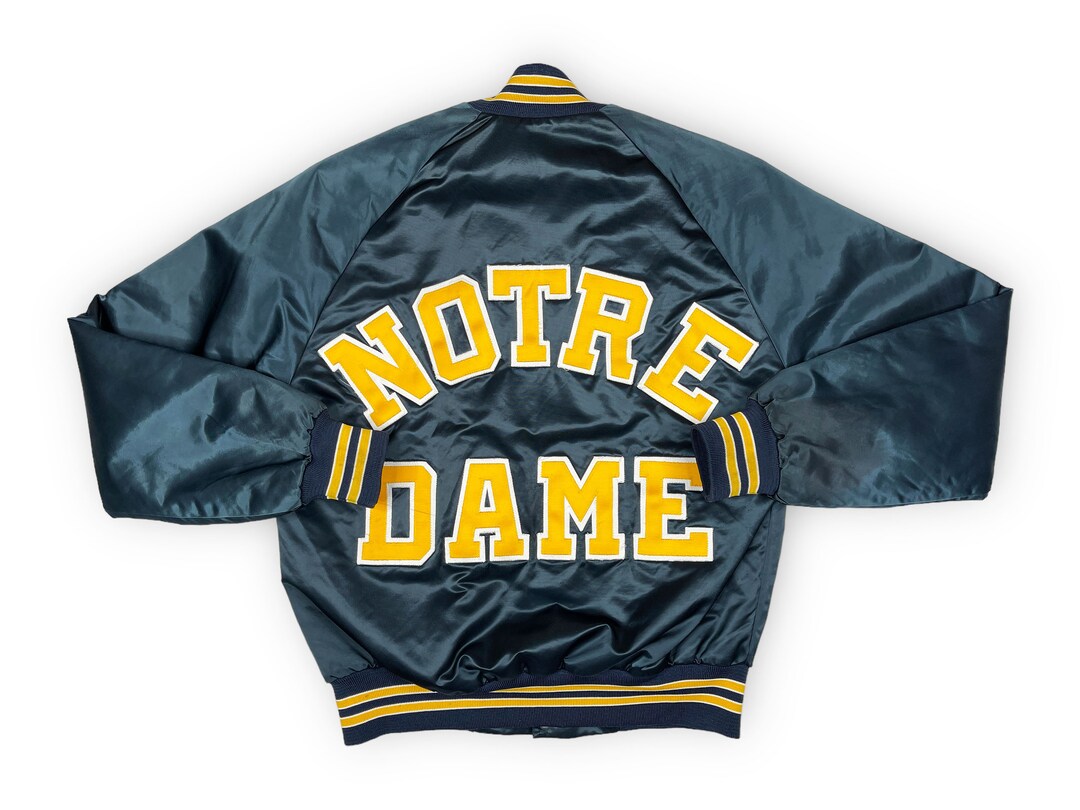 Vintage Notre Dame Bomber Jacket 80s 90s Chalk Line NCAA Small Fighting ...