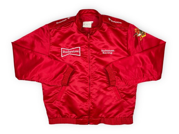 Vintage Budweiser Racing Bomber Jacket 80s NASCAR Bee… - Gem