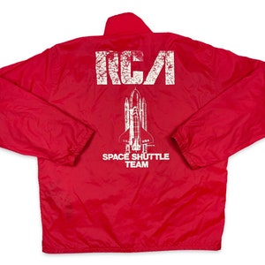 Vintage NASA Jacket 80s Windbreaker Space Shuttle Team Crew RCA Chest ...