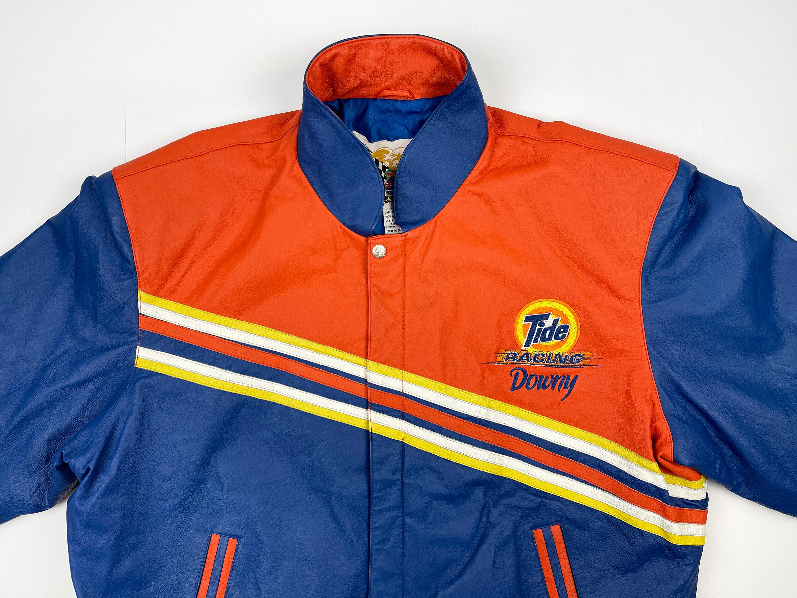 Vintage Tide Racing Team Leather Jacket 90s NASCAR Jeff | Etsy