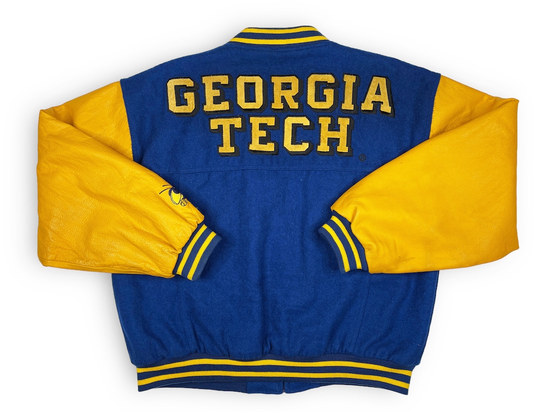 Vintage Georgia Tech Varsity Jacket 90s NCAA Leather Bomber R4 - Etsy