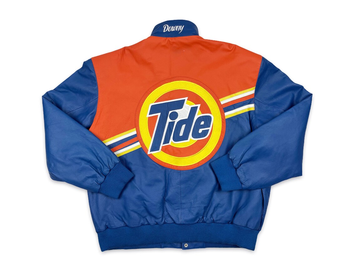 Vintage Tide Racing Team Leather Jacket 90s NASCAR Jeff | Etsy