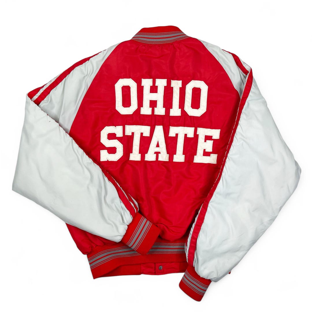 Vintage Ohio State Satin Bomber Jacket 80s 90s Buckeyes DISTRESSED R3 ...