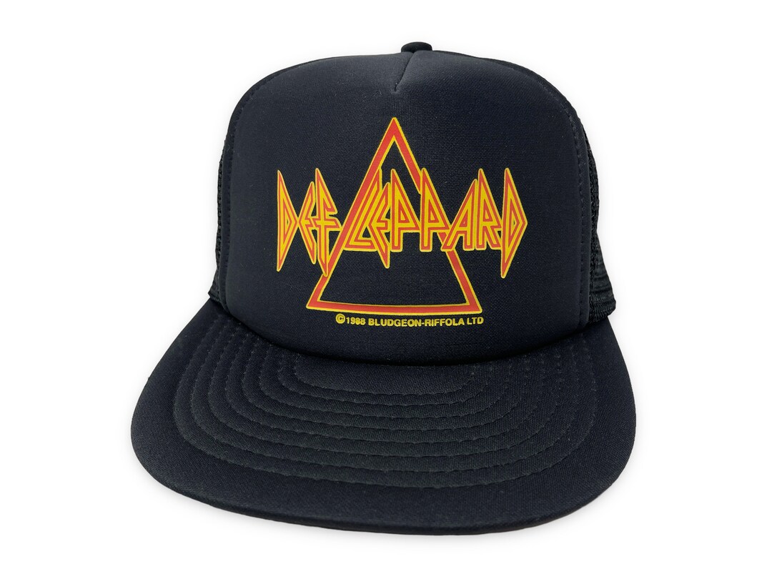 Vintage Def Leppard Hat 80s Snapback Trucker Cap Rock Concert Band B2 ...