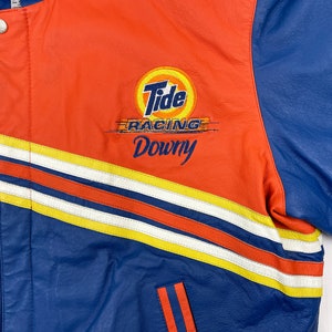 Vintage Tide Racing Team Leather Jacket 90s NASCAR Jeff | Etsy