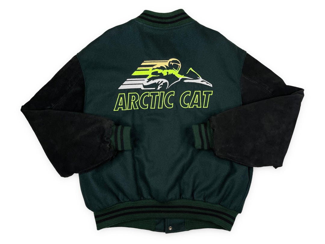 Vintage Arctic Cat Bomber Jacket 90s Arcticwear Snowmobile Snowmobiling ...