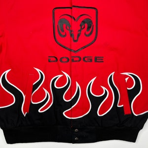 Vintage Dodge Racing Jacket 90s 00s NASCAR Bomber Motorsports Flames R2 ...