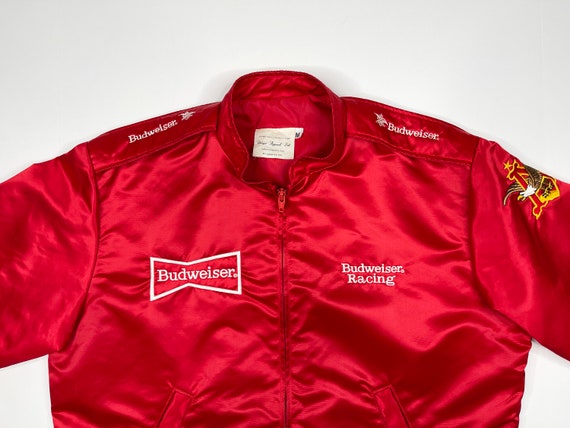 Vintage Budweiser Racing Bomber Jacket 80s NASCAR Bee… - Gem