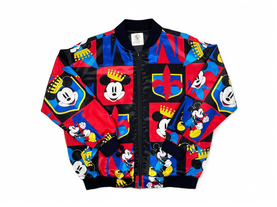 Vintage Mickey Mouse Bomber Jacket 80s 90s All Over Print Disney ...