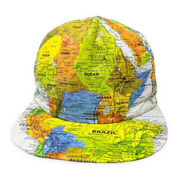 90s World Map Hat - Etsy