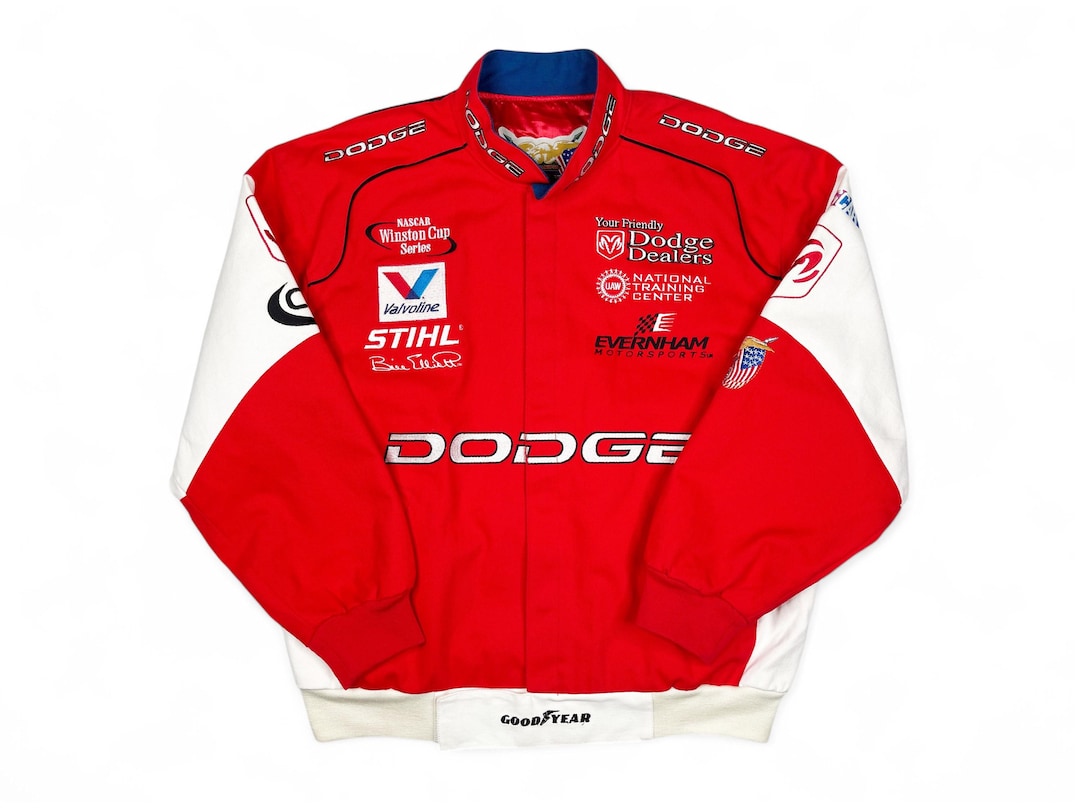 Vintage Dodge Racing Jacket 90s 00s NASCAR Bomber Jeff Hamilton Bill ...