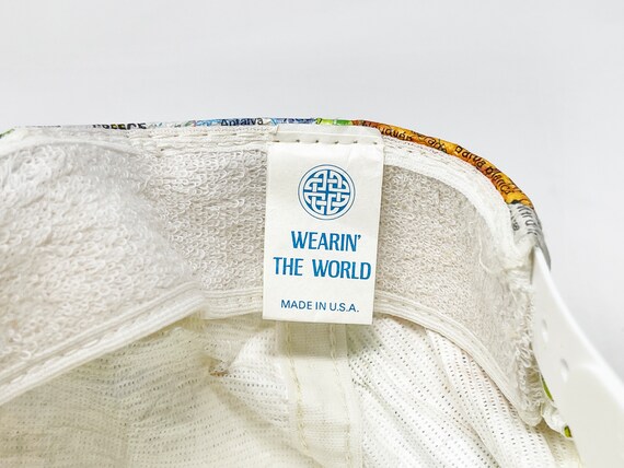 Vintage World Map Hat 90s Tyvek Snapback Cap Kurt Cob… - Gem