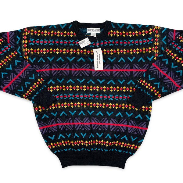 90s Colorful Sweater - Etsy