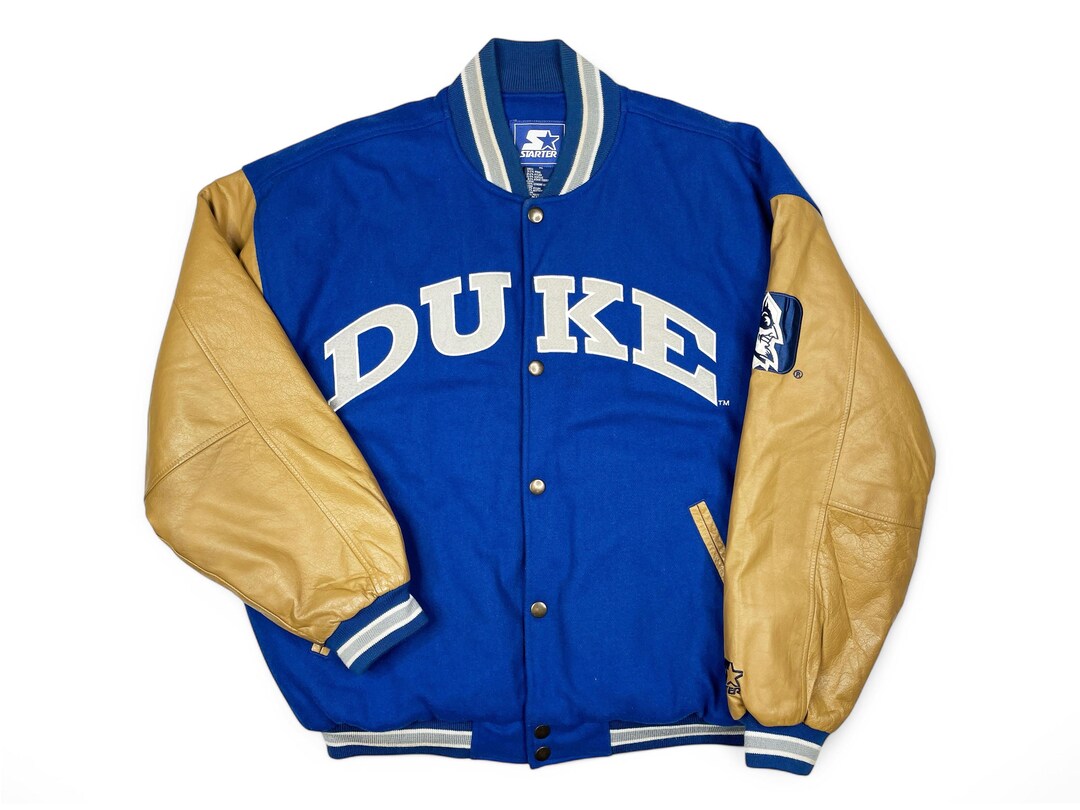 Vintage Duke Blue Devils Jacket 90s Leather Wool Starter NCAA ...
