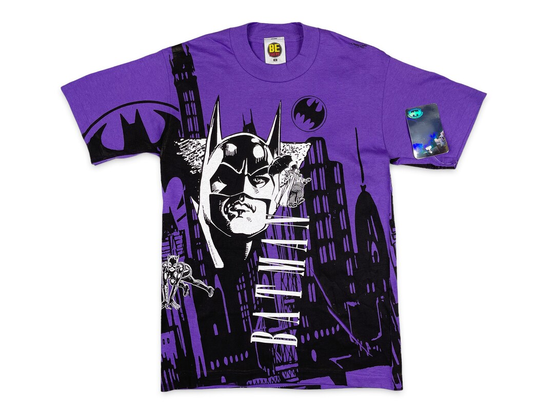 Vintage Batman Returns Shirt 90s All Over Print Gotham DC Comics 1992 ...