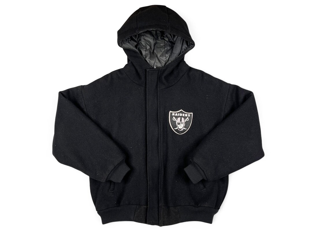 Vintage Oakland Raiders Jacket 80s 90s Wool Hooded Winter Chalk Line ...