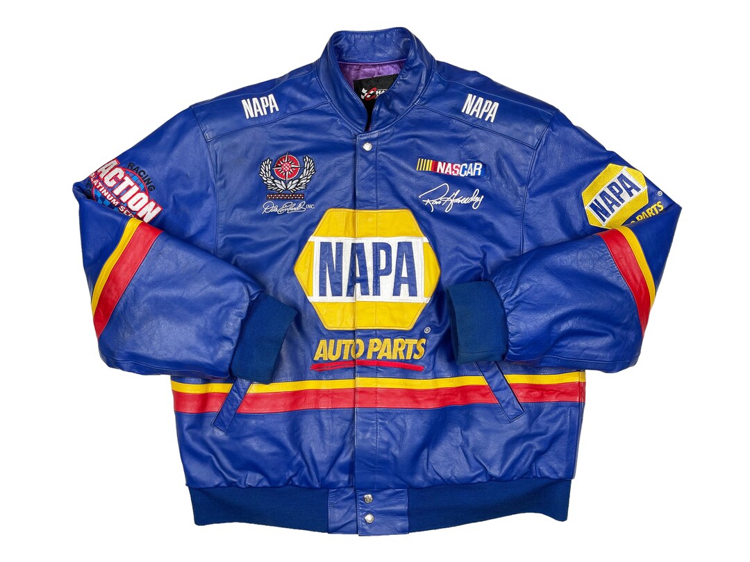 Vintage NAPA Auto Parts Jacket 90s Leather NASCAR Racing Ron - Etsy