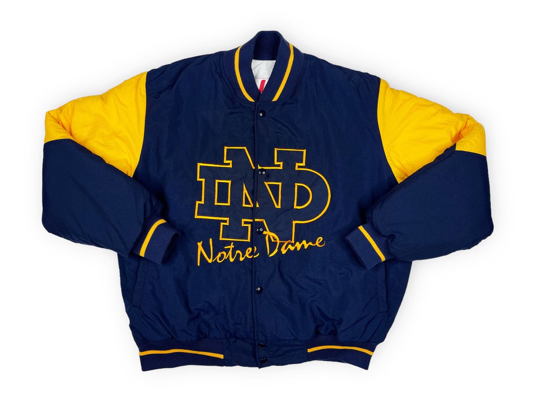 Vintage Notre Dame Bomber Jacket 90s NCAA Fighting Irish Winter Large ...