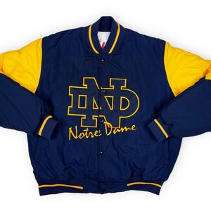 Vintage Notre Dame Bomber Jacket 90s NCAA Fighting Irish Winter Large ...